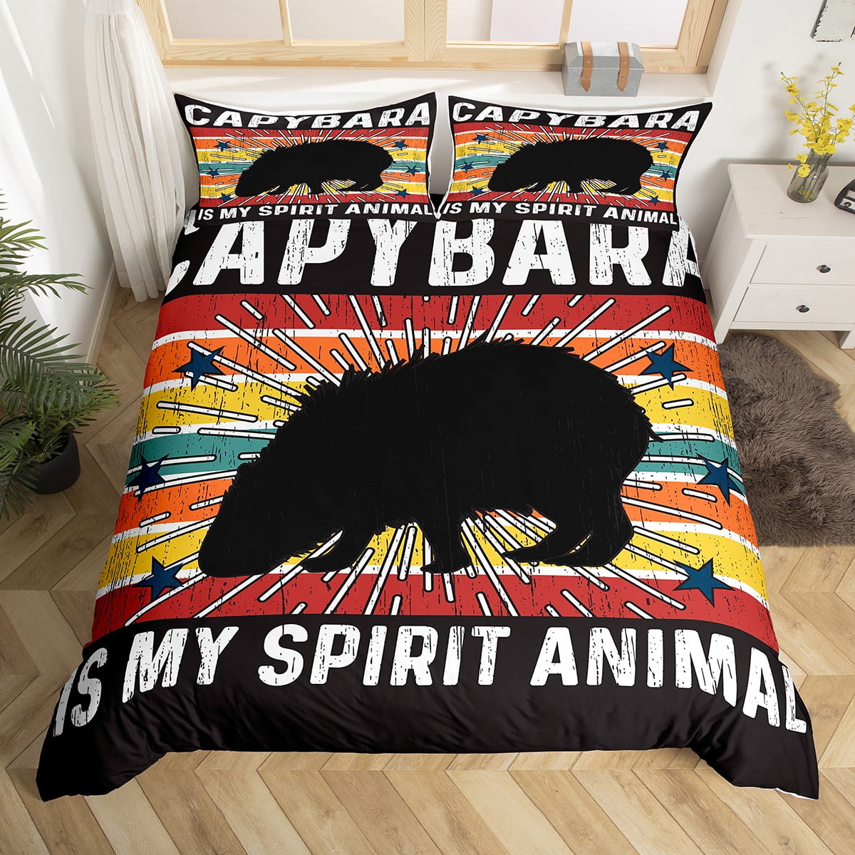 Capybara Duvet Cover Kawaii Bedding Set Wild Animals Comforter Cover ...