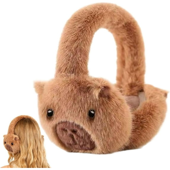 Capybara Earmuffs for Winter,Cute Plush Animal Ear Warmers Foldable ...
