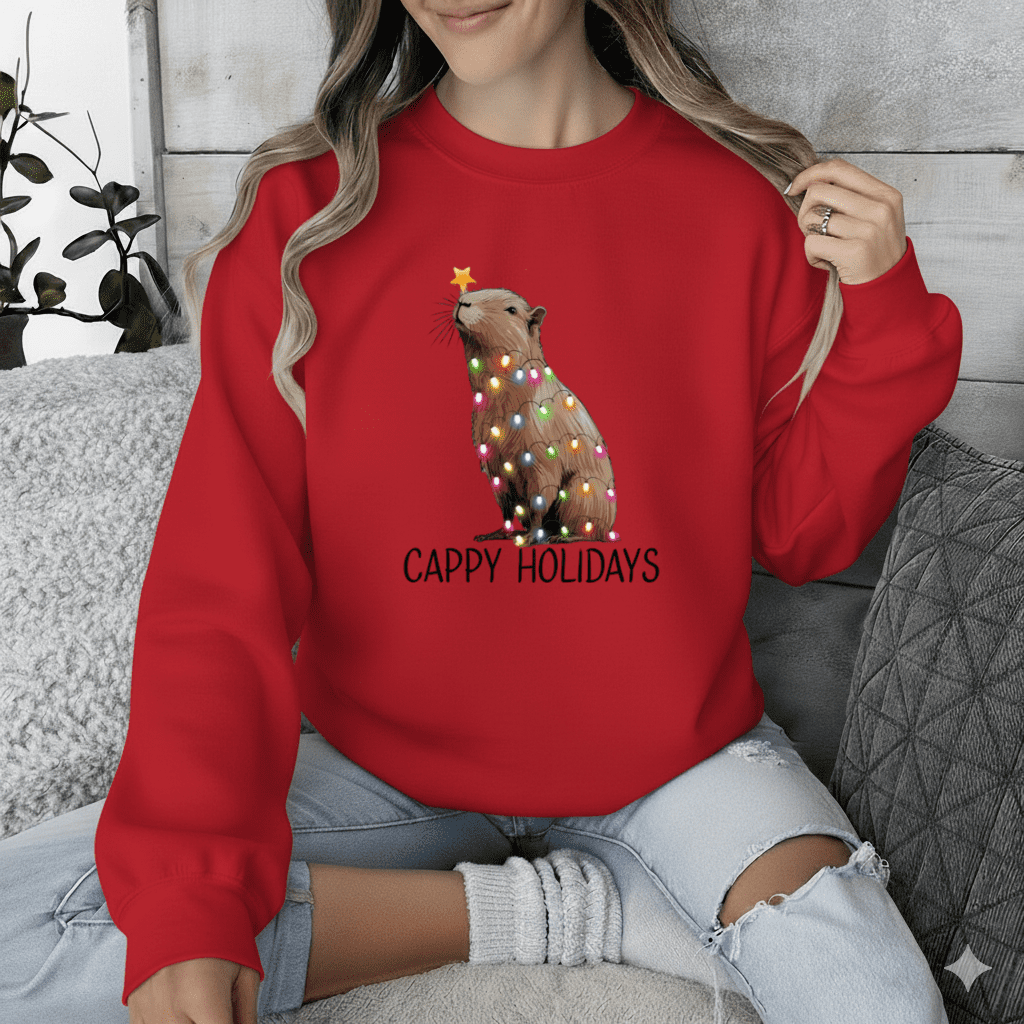 Capybara Festive Lights Funny Holiday Cute Animal Bright Seasonal ...