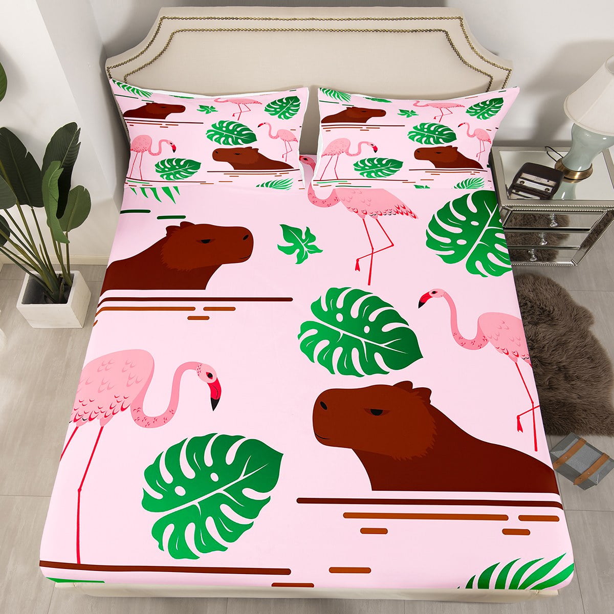 Capybara Fitted Sheet Twin Size Cute Cartoon Rodent Animals Bed Sheets ...