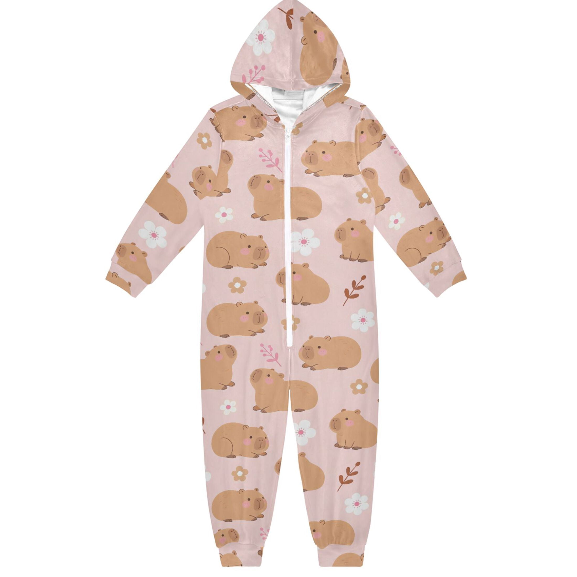 Capybara Flower One Piece Pajamas Soft Jumpsuit Cozy Sleep and Play ...