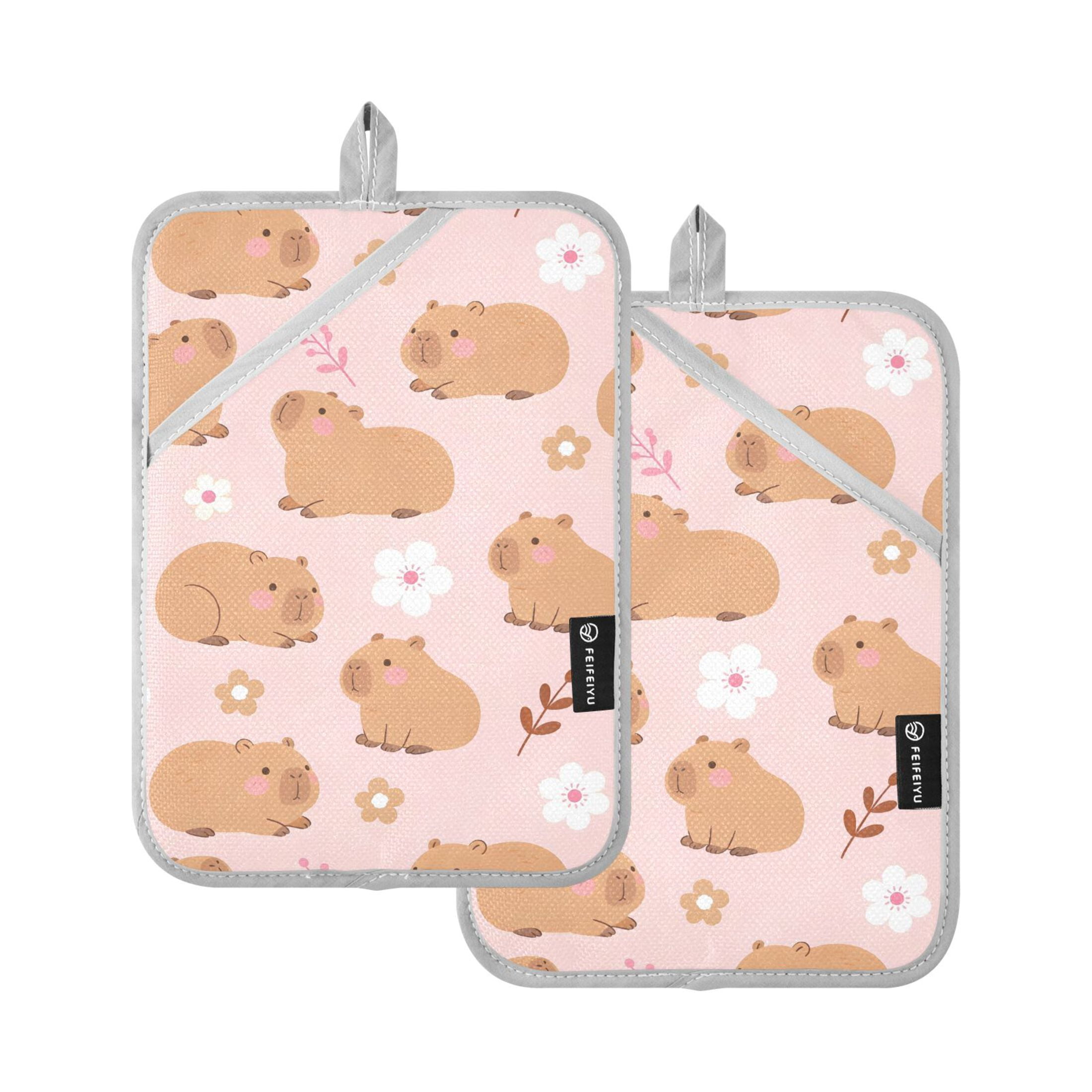 Capybara Flower Pot Holder Set 2 Piece Non-Slip Oven Hot Pads Heat ...