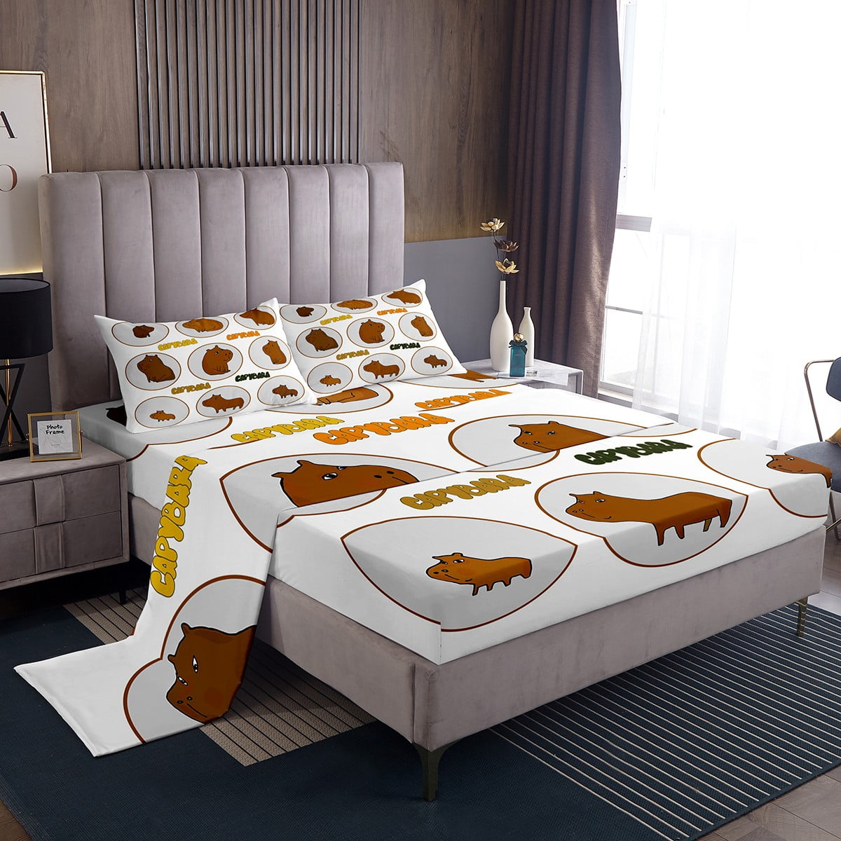 Capybara Full Bed Sheets Set Brown Rodent Animals Capybaras Sheet Set ...