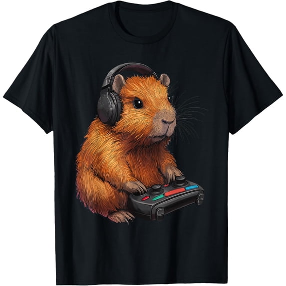 Capybara Gamer Gaming Game Funny Graphic T-Shirt Tops Tee - Walmart.com