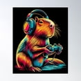 Capybara Gaming, Funny Gamer Capybara Design Poster Wall Art, UNFRAMED ...