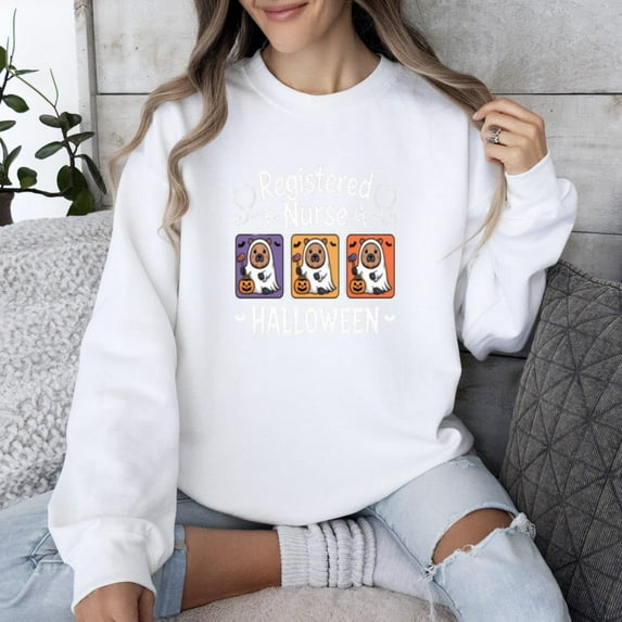 Capybara Ghost Stethoscope Nurse Halloween Graphic Sweatshirt, up to ...