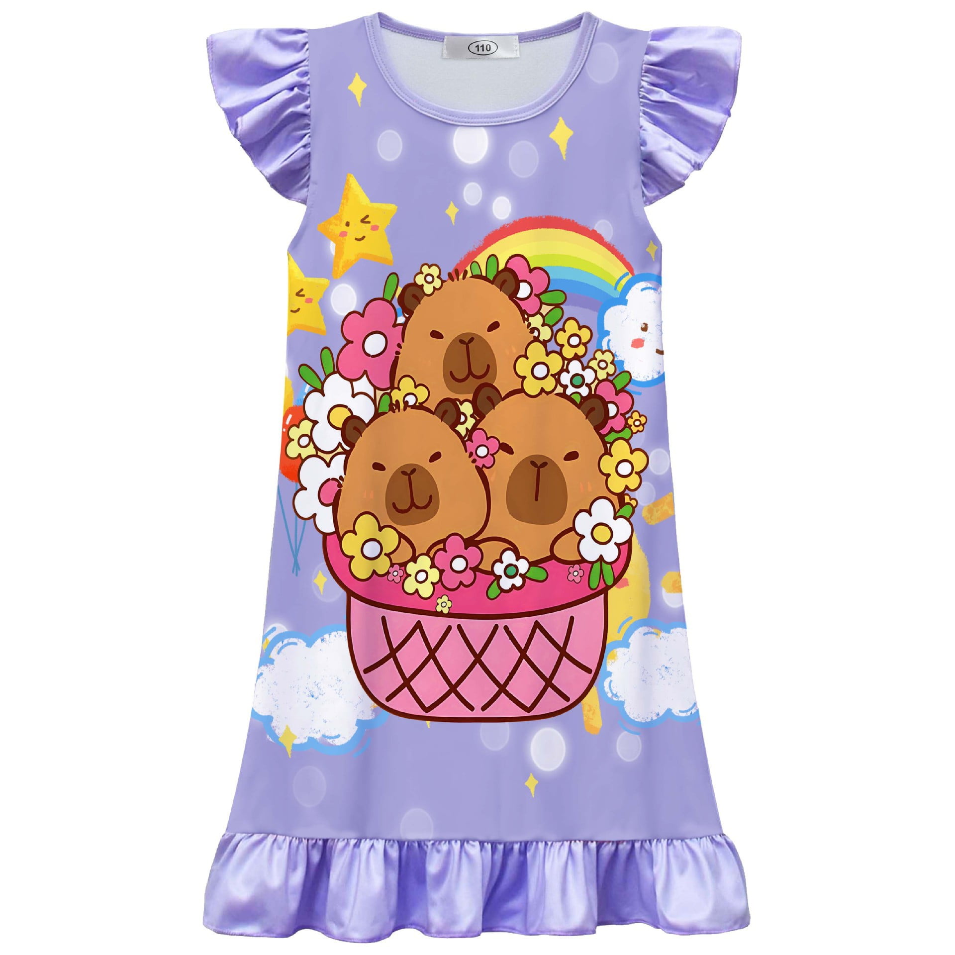 Capybara Gilrs Cute Dress Gown Cartoon Patterned Outfits Birthday Party ...