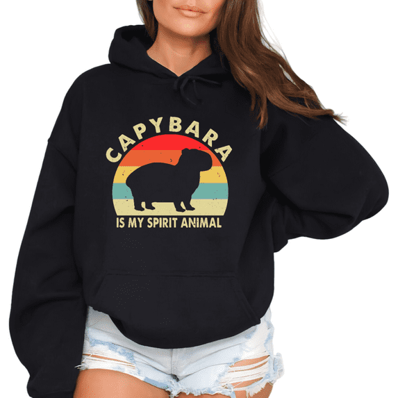 Capybara Graphic Sweatshirt Print Hoodie Black S-2XL Cute Animal Lover ...