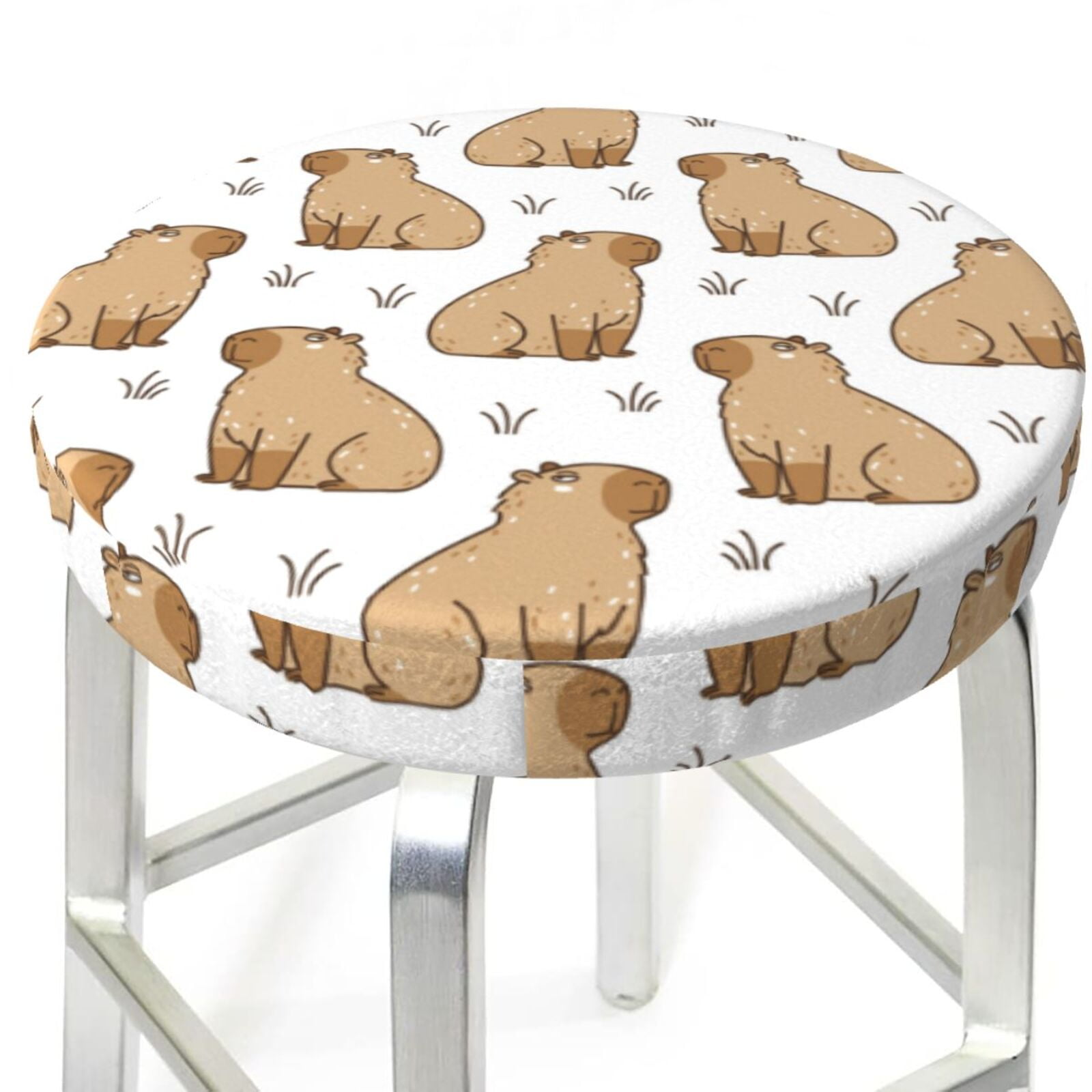 Capybara Grass Round Bar Stool Covers, Soft Velvet Bar Stool Seat ...