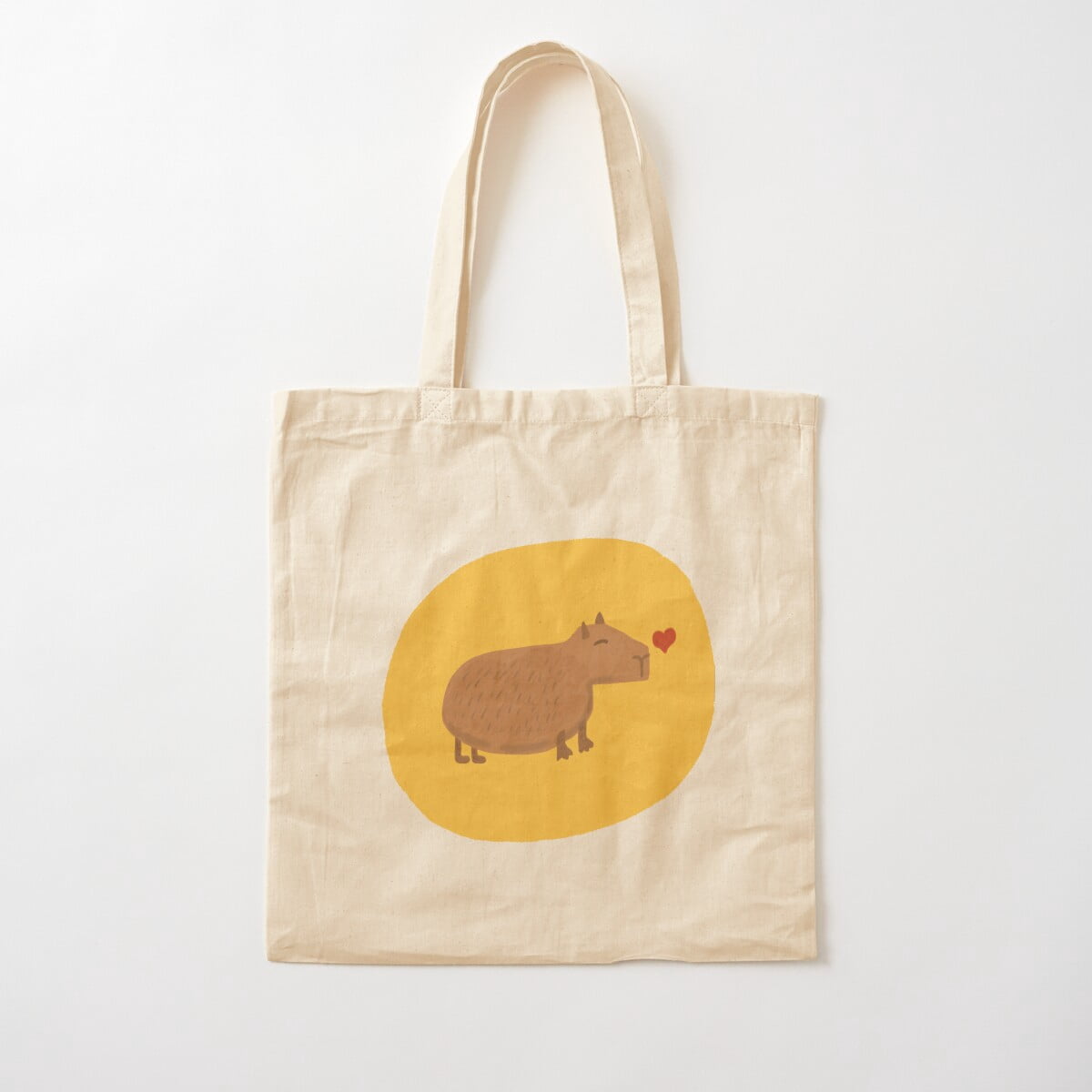 Capybara Heart With Yellow Background Cotton Tote Bag Canvas Tote Bag ...