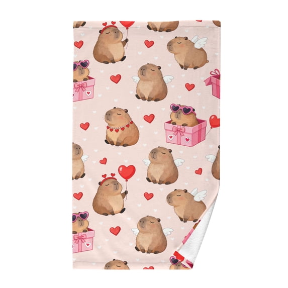 Capybara Hearts Pattern Bath Towel 100% Cotton Soft Thick High ...