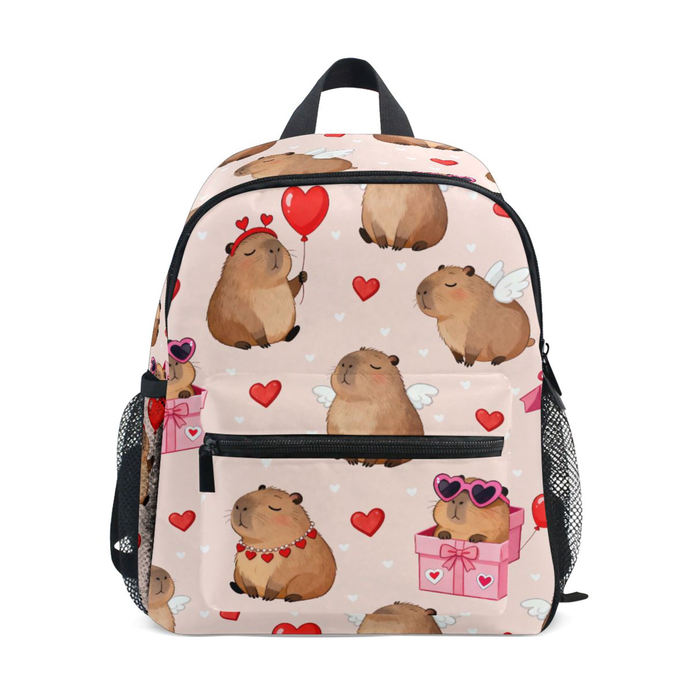 Capybara Hearts Pattern Mini Backpack Cute Small Backpack with Chest ...