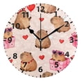 Capybara Hearts Pattern Wall Clock 10in Round Artistic Oil Painting ...