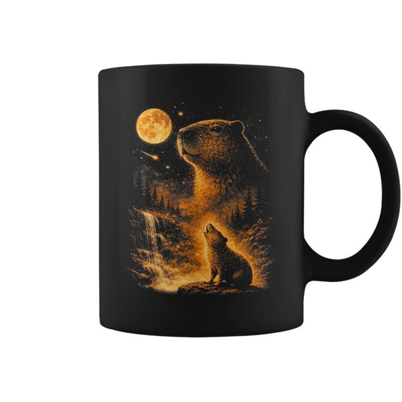 Capybara Howling At The Moon Meme 90S Animal Graphic Coffee Mugs ...