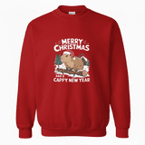 Capybara Humor Merry Cappy New Year Funny Holiday Cheerful Sweatshirt ...