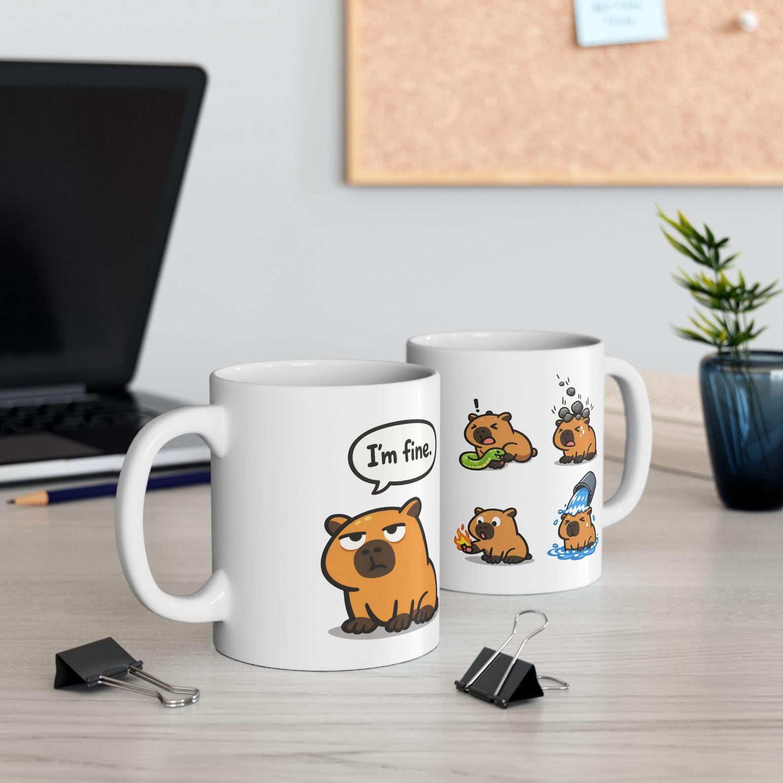 Capybara I’m Fine Mug Animal Coffee Cup Minimalist Cartoon Design ...