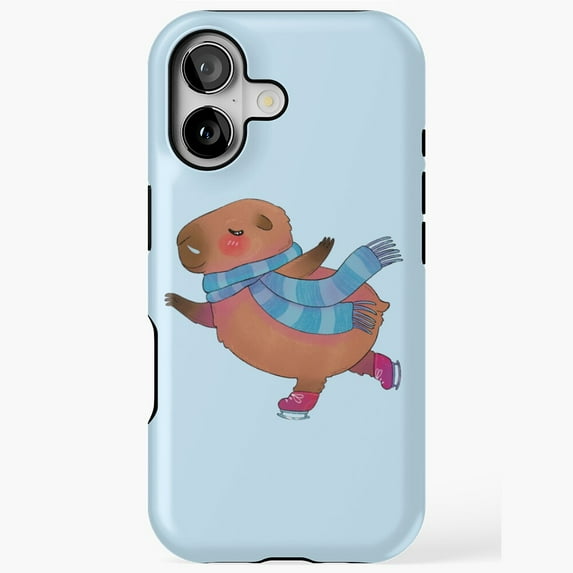Capybara Ice Skating Cute Winter Holiday Scene Case for iPhone 17 to 11 ...