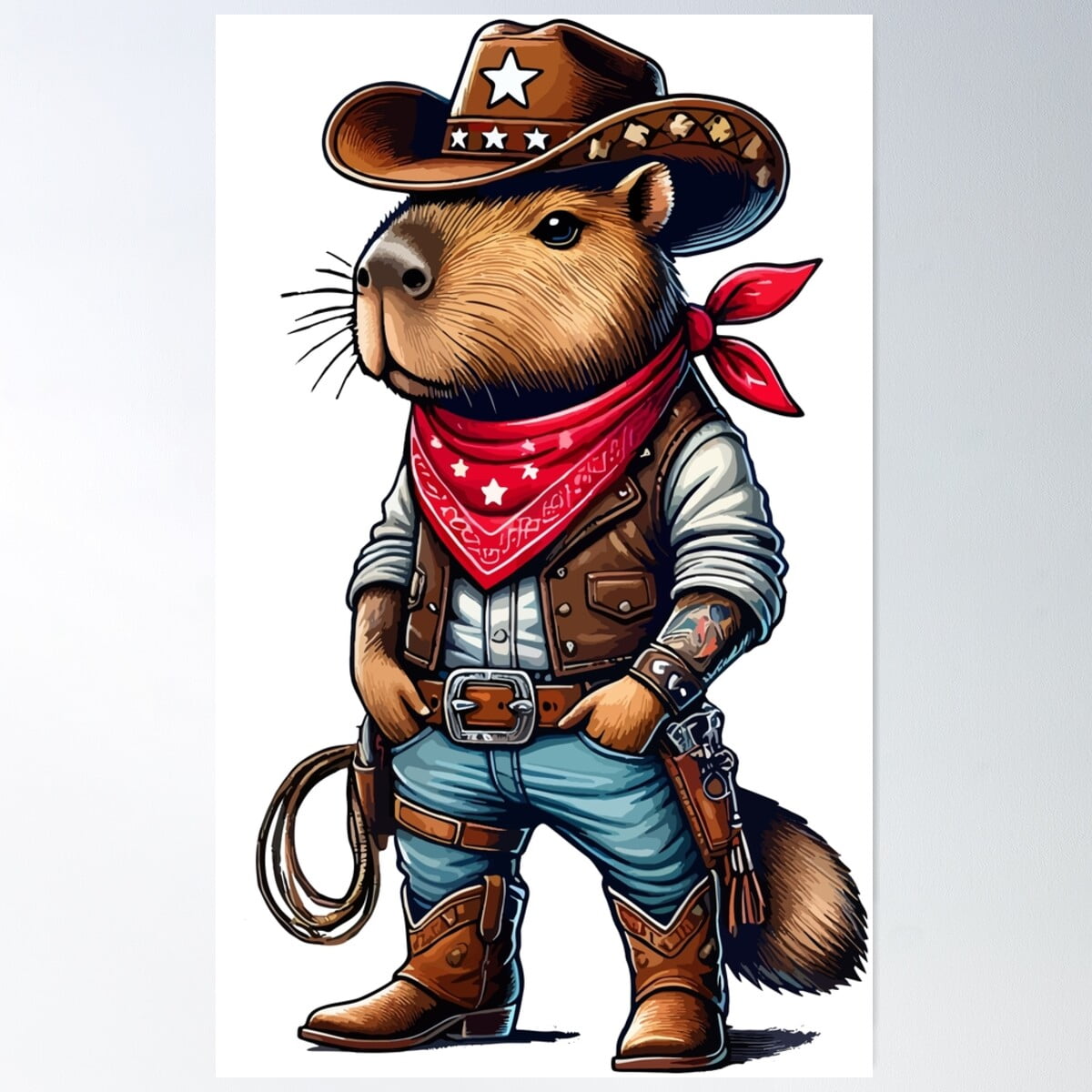 Capybara In A Cowboy Hat, Capybara, Funny , Frog , Cowboy Poster Wall ...