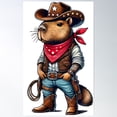 Capybara In A Cowboy Hat Capybara Funny Frog Cowboy Poster Wall Art ...