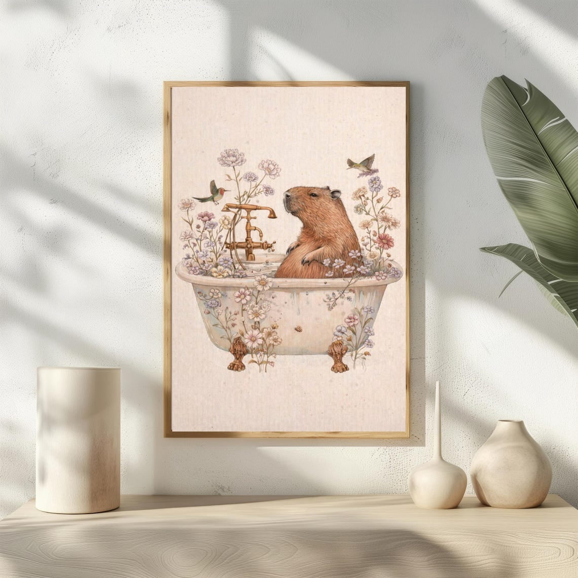 Capybara In Bathtub Wall Art, Vintage Bathroom Decor, Unframed Paper ...