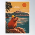 Capybara In Capri Lemon & Sunglasses Mediterranean Vibes Poster Wall ...