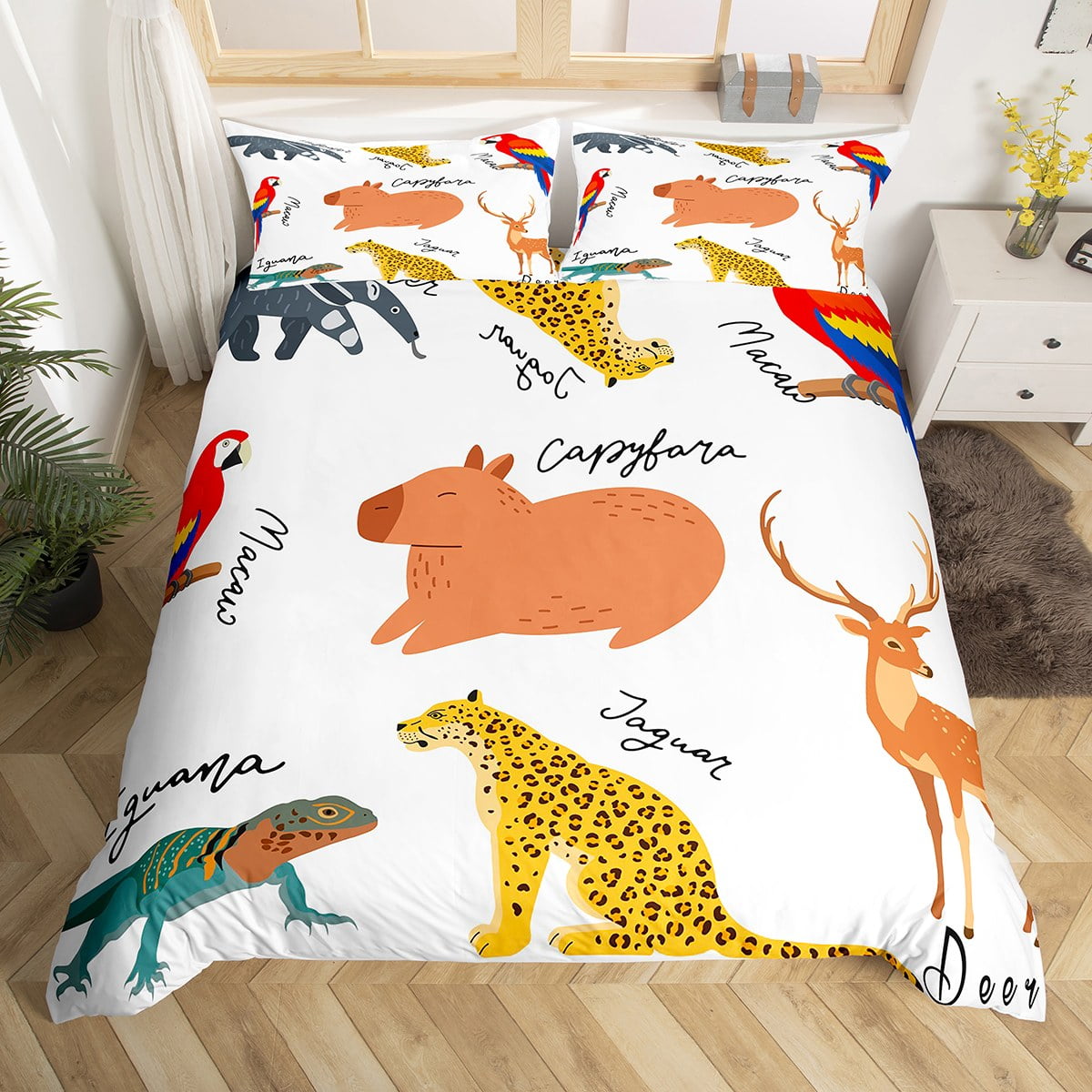 Capybara King Bedding Set 3 Piece Rodent Animals Capybara Duvet Cover ...