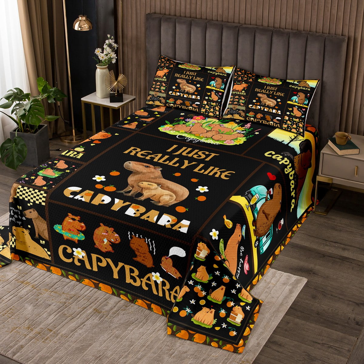 Capybara King Quilt Set Gifts for Capybara Lovers,Cute Rodent Animals ...