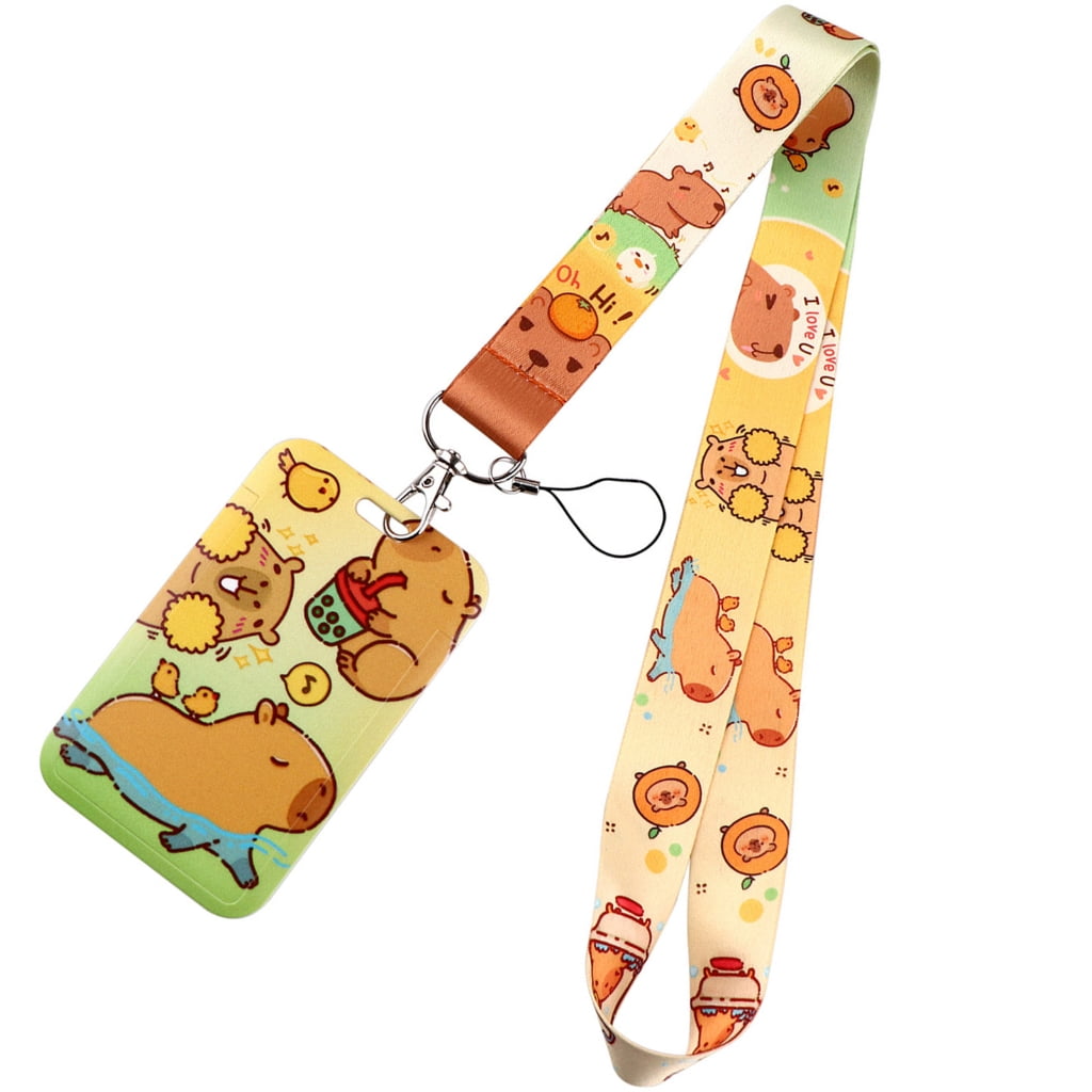 Capybara Lanyards with Keyring Beautiful Neck Strap Cartoon Card Holder ...