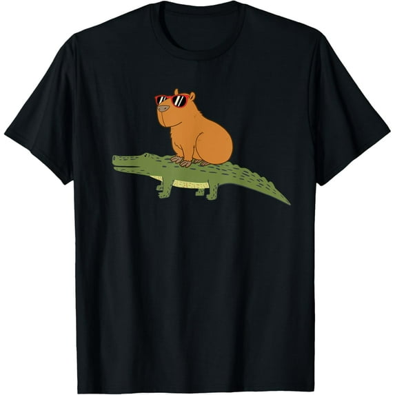 Capybara Lovely Funny Capybara Riding Crocodile For Lover T-Shirt ...