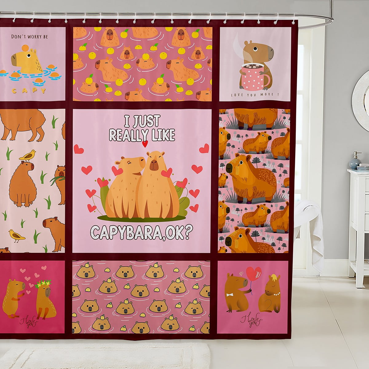 Capybara Lover Bath Curtain Cute Capybaras Shower Curtain for Boys ...