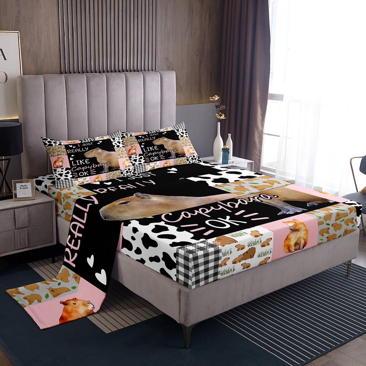 Capybara Lover Bed Sheets Set Queen Size Cute Capybara Sheet Set ...
