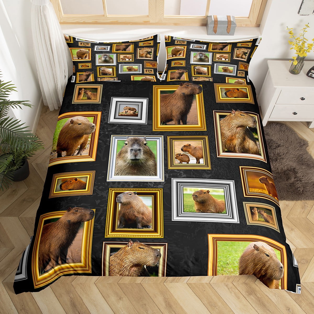 Capybara Lover Bedding Set King Size Rodent Animals Capybaras Duvet ...
