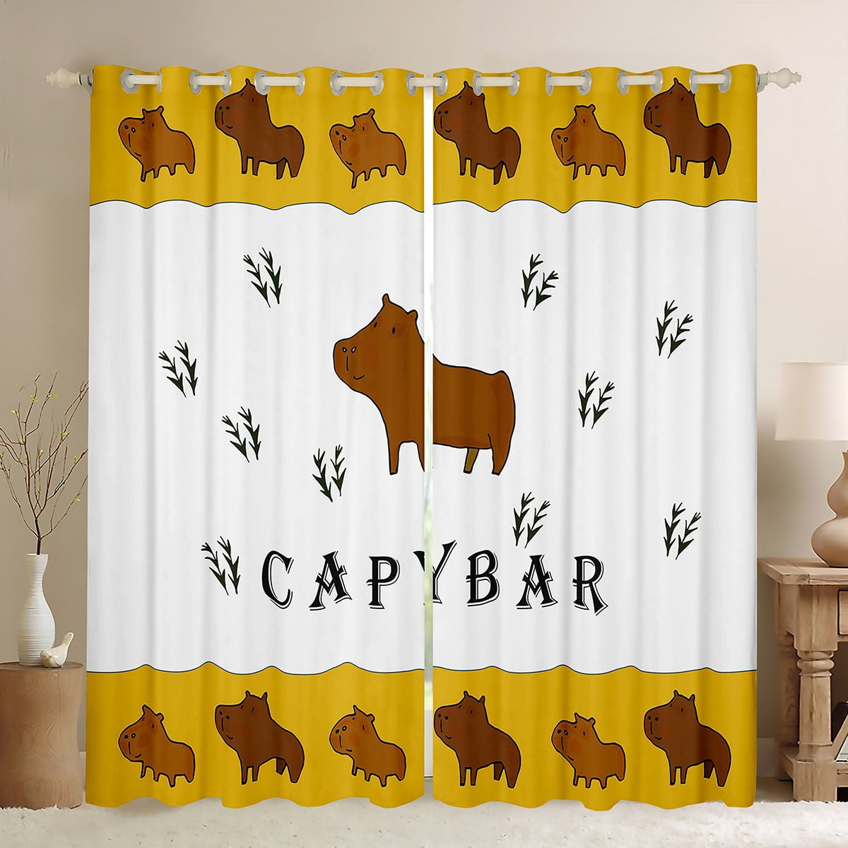 Capybara Lover 30%-50% Blackout Curtains Cute Capybara Curtains Lovely ...