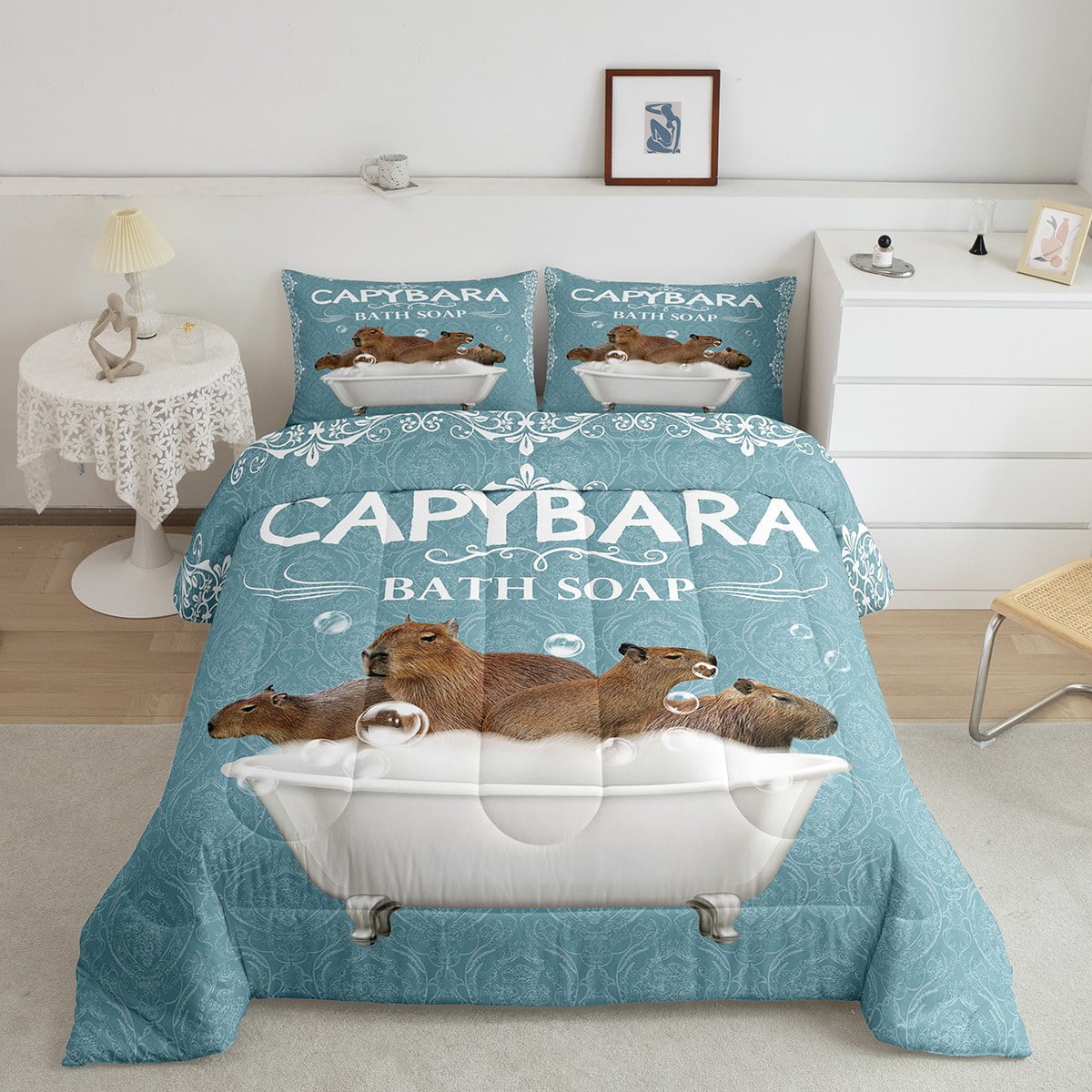 Capybara Lover Comforter Set Full Cute Capybara Bedding for Boys Girls ...