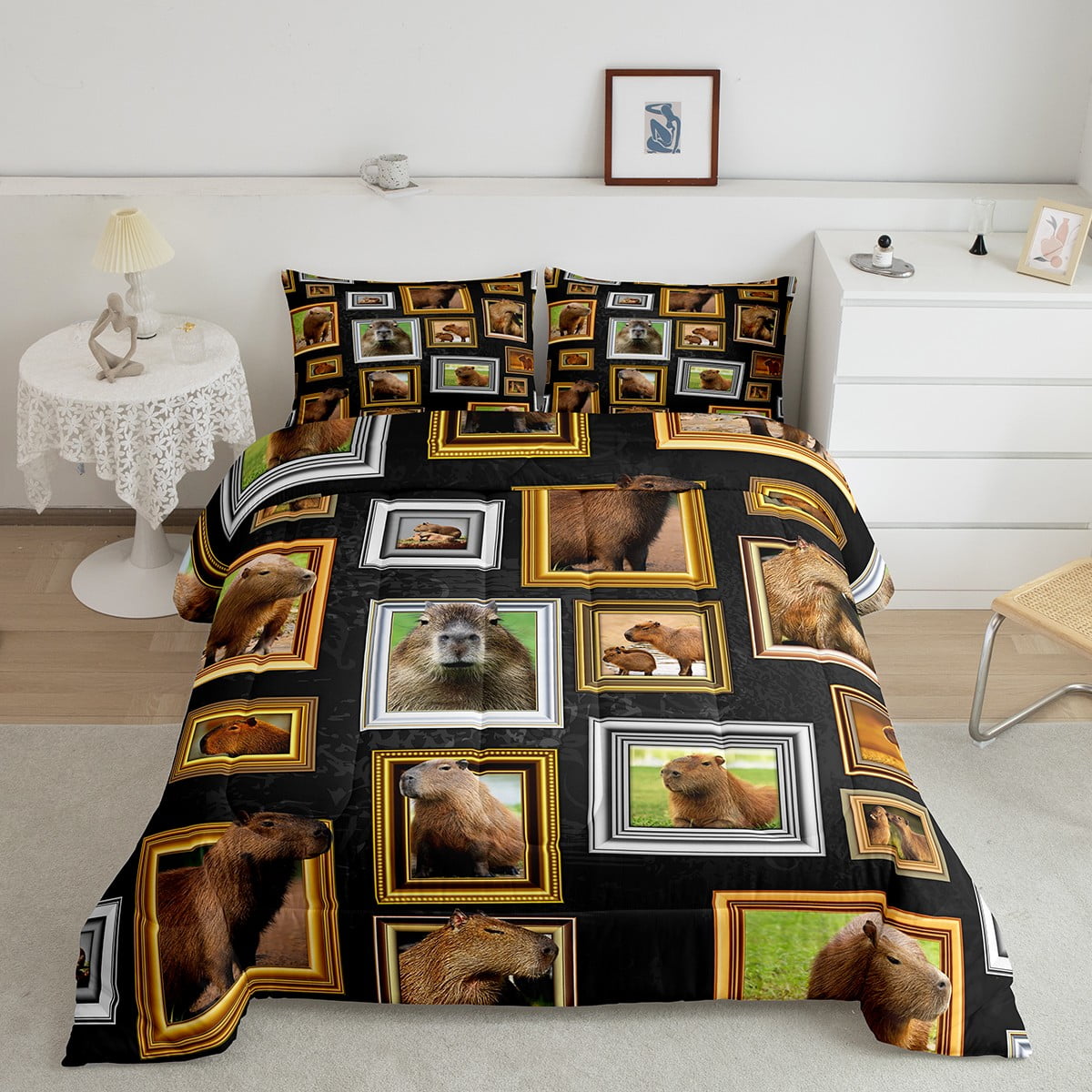 Capybara Lover Comforter Set Full Size Rodent Animals Capybaras Bedding ...