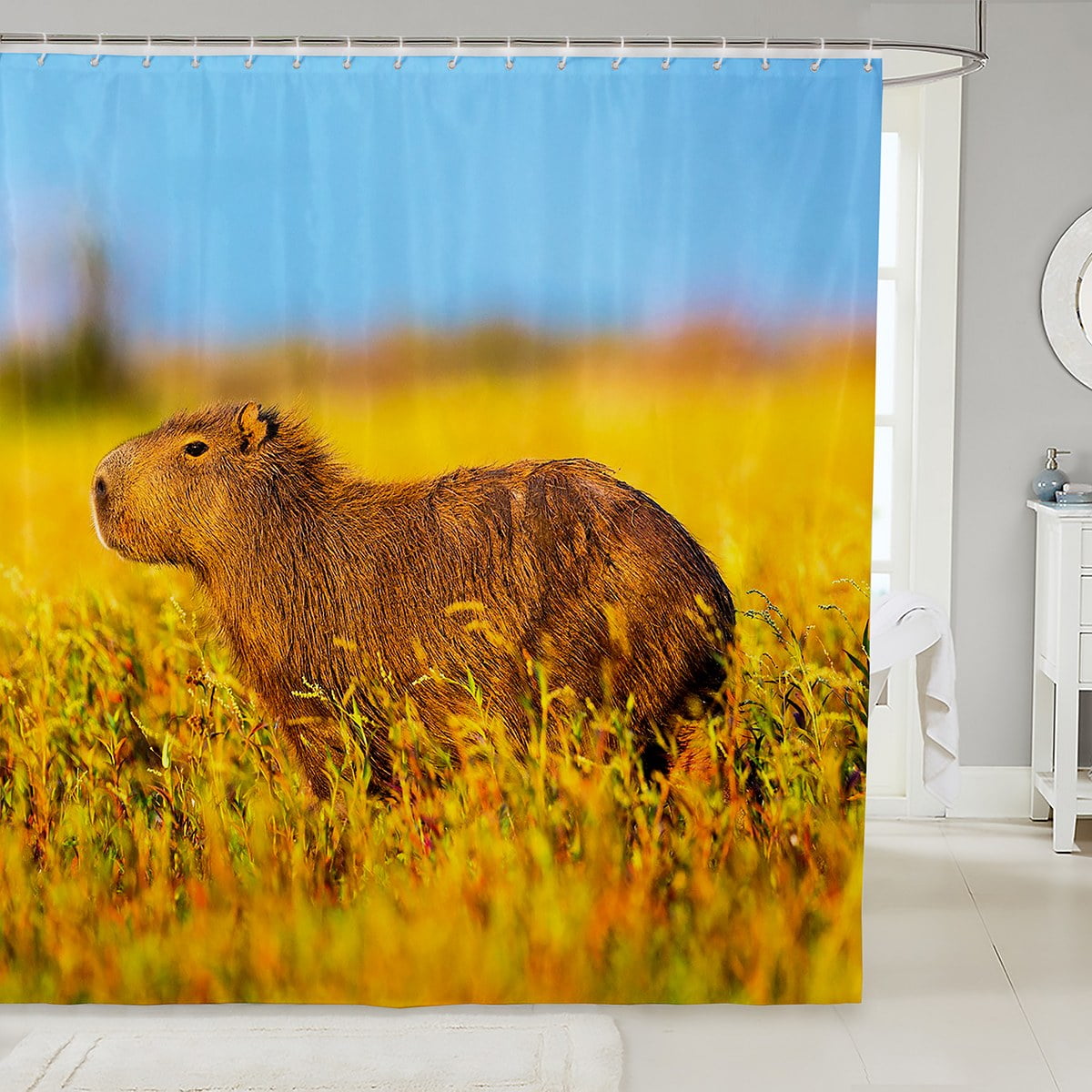 Capybara Lover Curtains Cute Capybara Shower Curtain Rustic Farmhouse ...