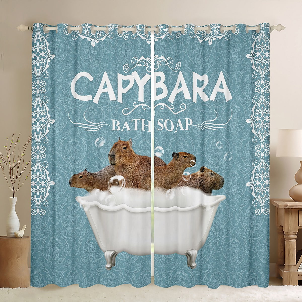Capybara Lover Curtains Cute Capybara Window Curtains for Boys Girls ...