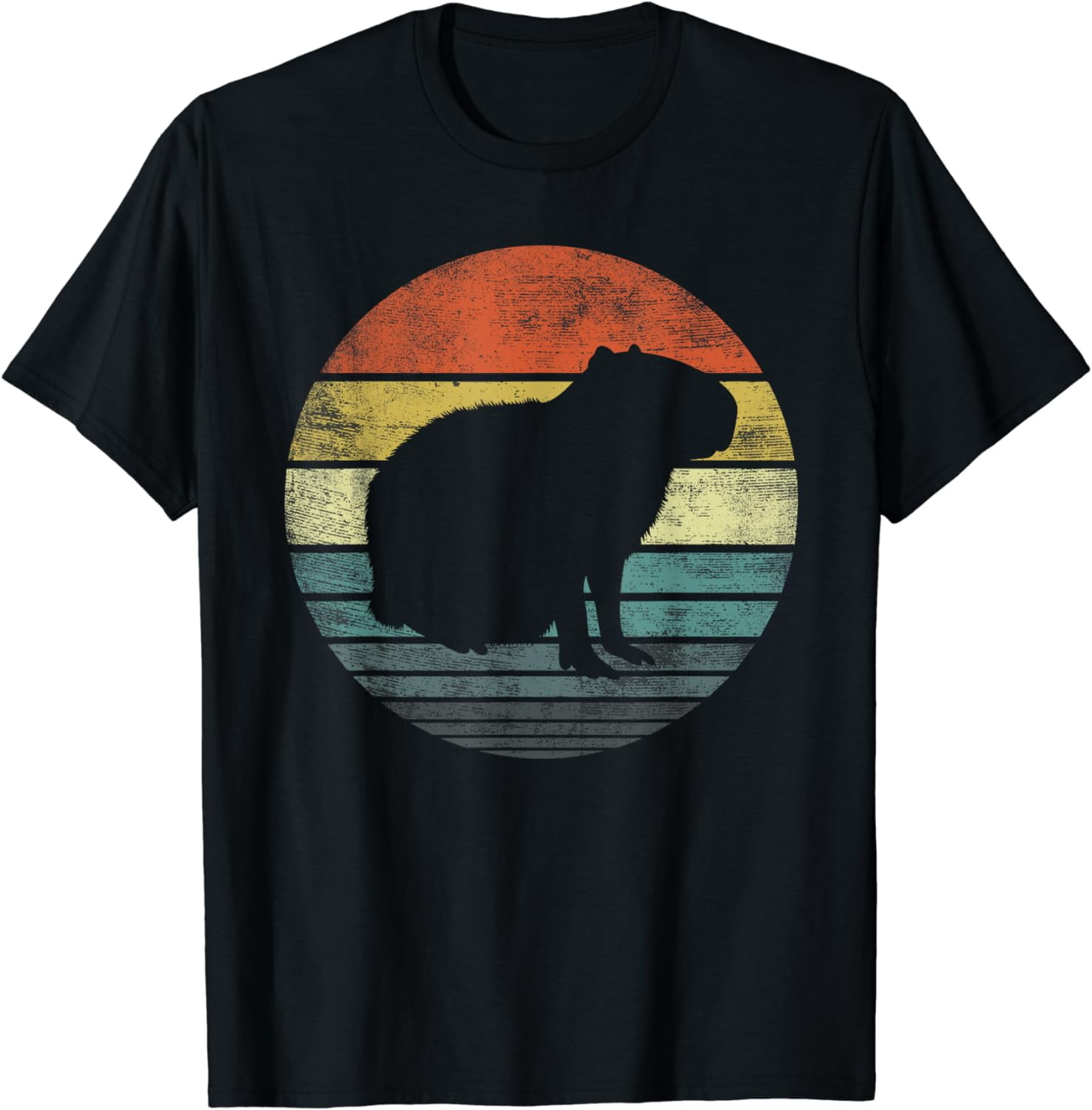 Capybara Lover Gifts Retro Vintage Zoo Animal Silhouette T-Shirt ...