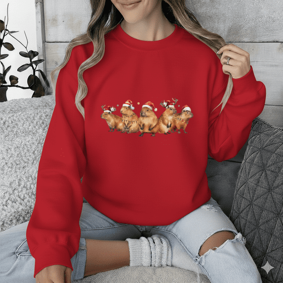 Capybara Lover Seasonal Holiday Cute Festive Animal Design Sweatshirt ...