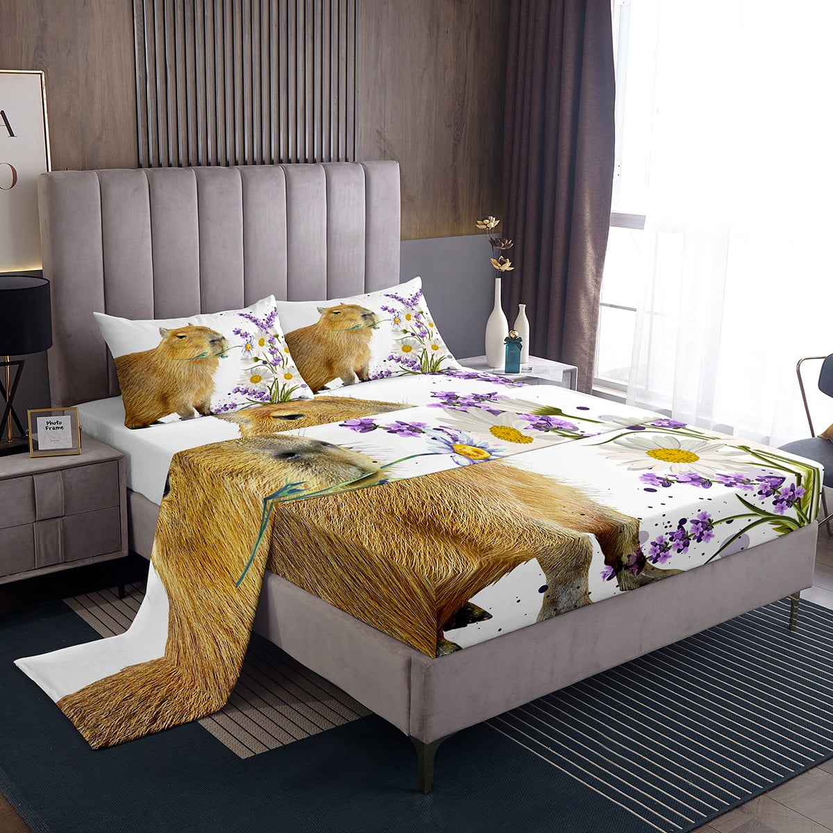 Capybara Lover Sheet Set Cute Rodent Animals Capybara Bed Sheets Set ...