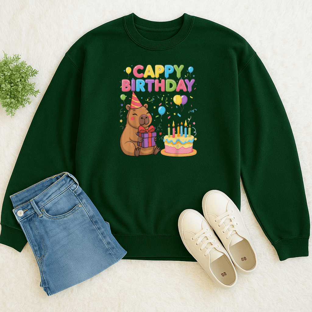 Capybara Lovers Cappy Birthday Cute Funny Animal Party Print Sweatshirt ...