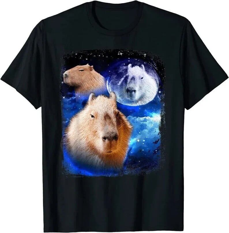 Capybara Meme moon Funny Capybaras Vintage Kawaii T-Shirt - Walmart.com