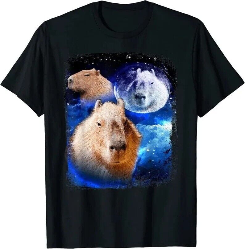 Capybara Meme moon Funny Capybaras Vintage Kawaii T-Shirt - Walmart.com