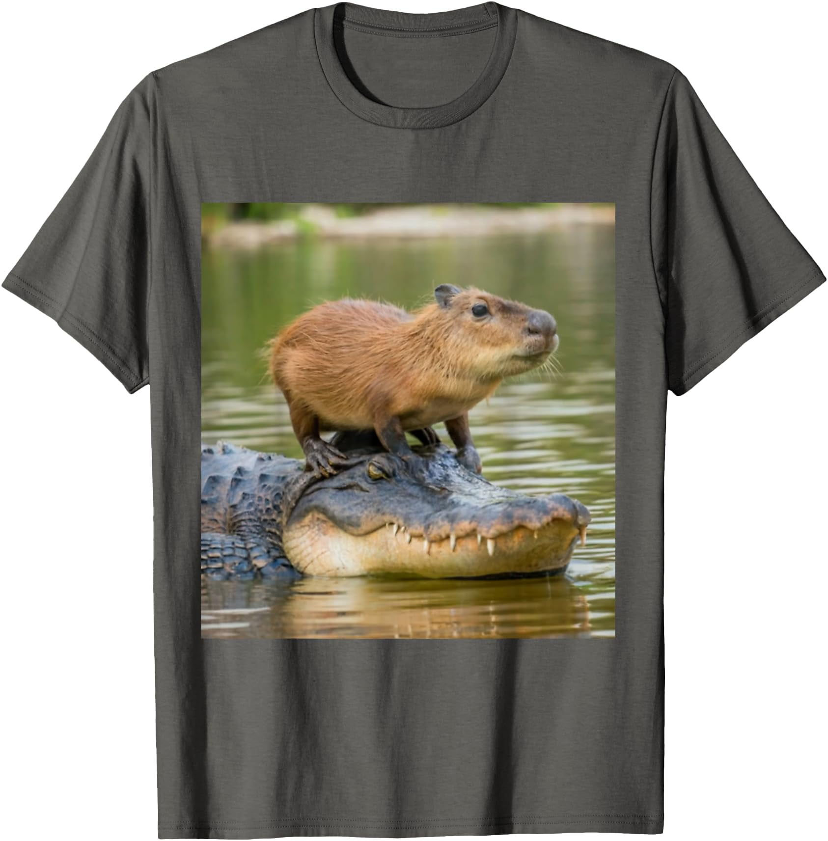 Capybara Meme on Alligator Graphic Unisex T-Shirt for Men Women Kids ...