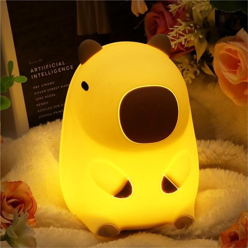 Capybara Night Lights for Kids,Silicone Capybara Lamp,2 Light Modes,USB ...