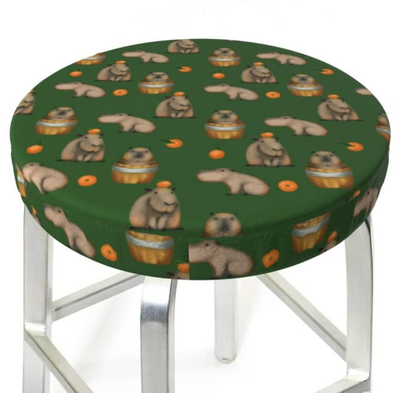 Capybara Orange Bar Stool Covers - Stretch Round Seat Covers with ...