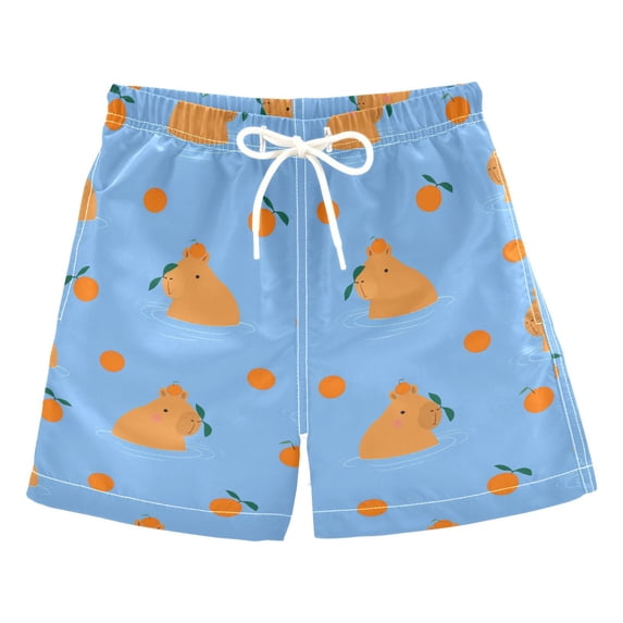 Capybara Orange Pattern Swim Trunks Quick Dry Beach Pool Board Shorts ...