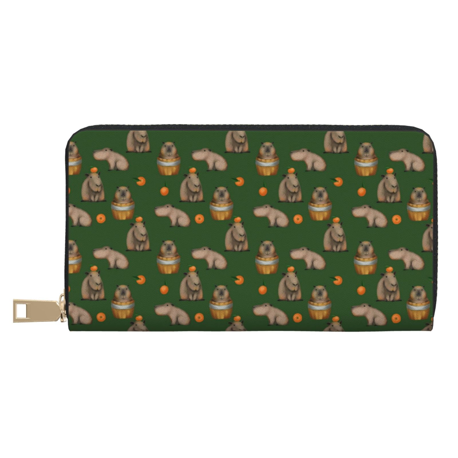 Capybara Orange Wallet Women, Leather Bifold Multi Card Wallet, Women's ...