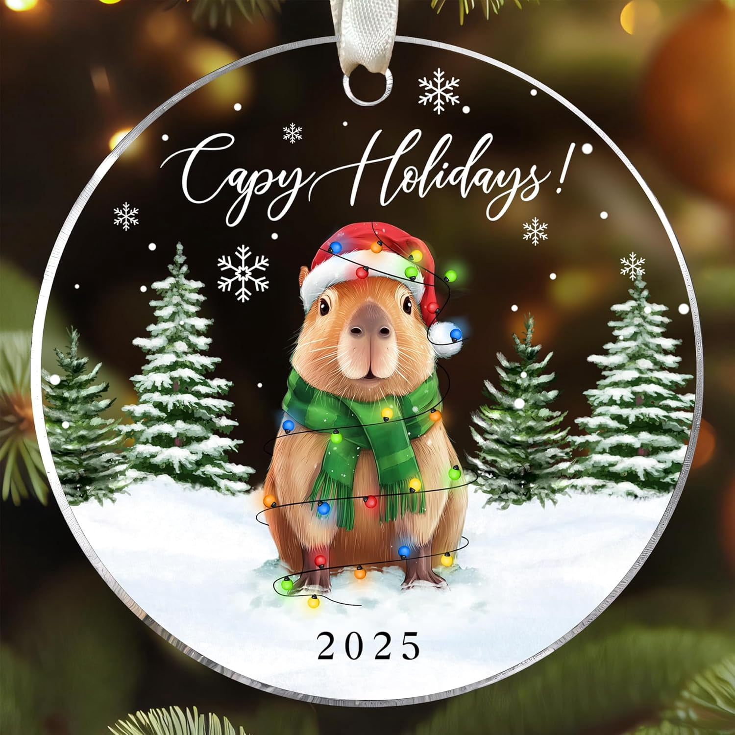 Capybara Ornament - Capybara Christmas Ornaments, Cute Animals ...