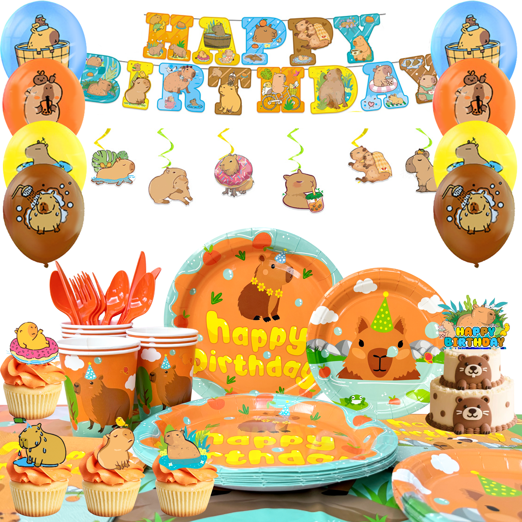 Capybara Party Supplies, Capybara Decorations & Tableware Sets - 107 ...